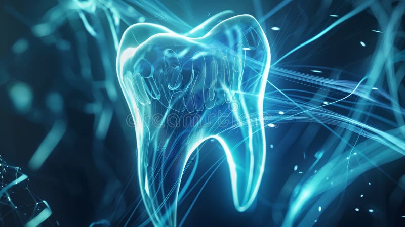 Glowing Digital Tooth stock illustration. Illustration of medical ...