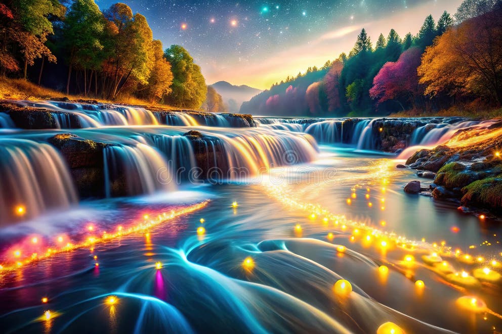 A Glowing Digital River a Futuristic Visualization of Data Flow ...