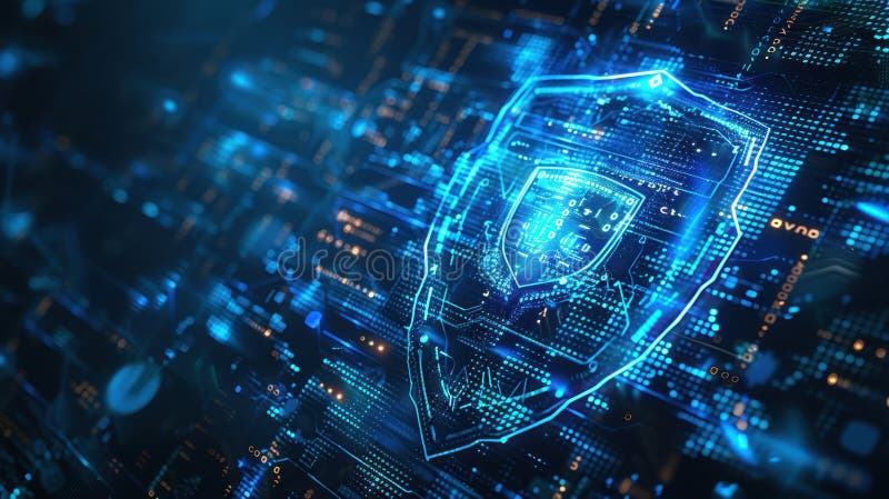 The Glowing Digital Shield.AI Generated Image Stock Image - Image of ...