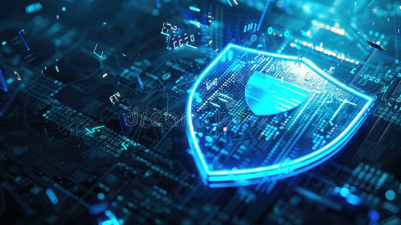 The Glowing Digital Shield.AI Generated Image Stock Image - Image of ...