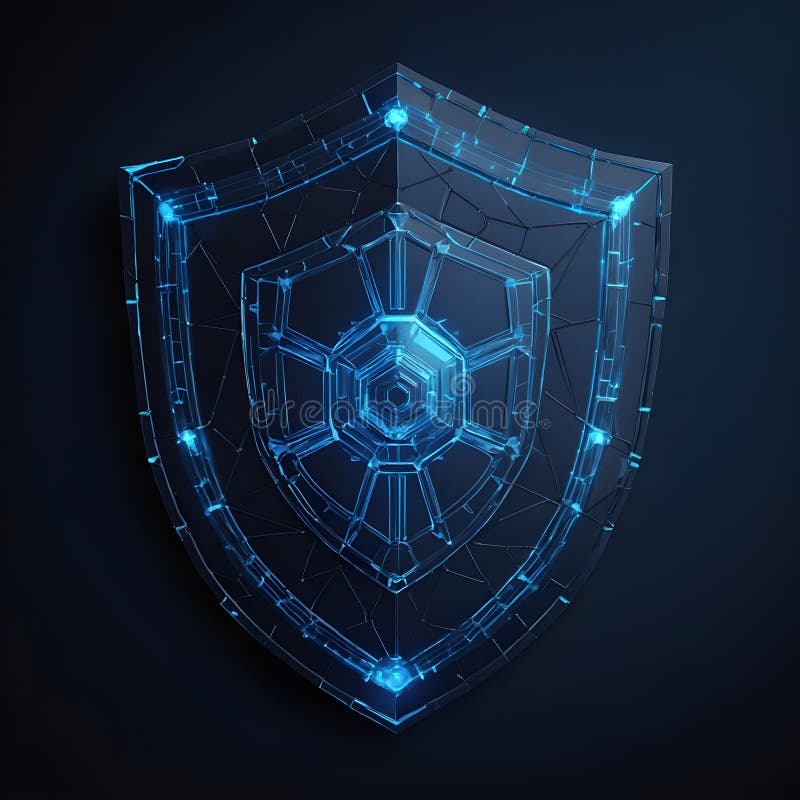 A Glowing Digital Shield with Intricate Network Patterns, Symbolizing ...
