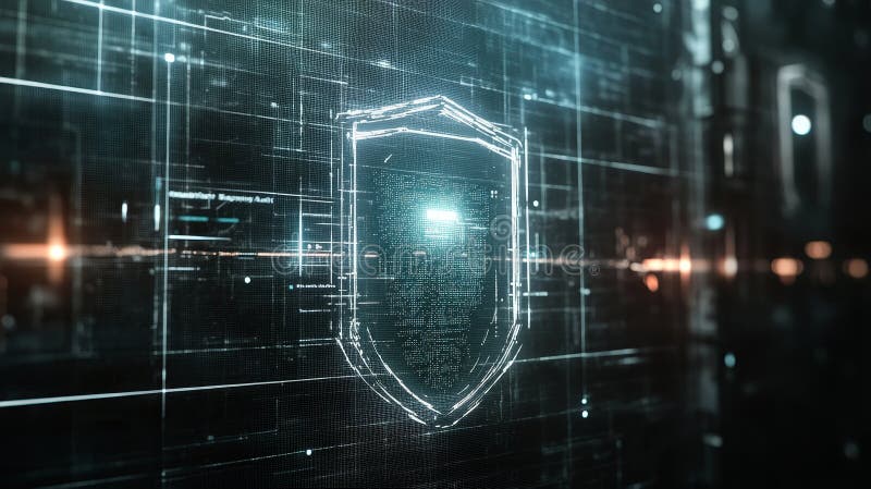 A Glowing Digital Shield Stands As a Symbol of Data Security Online ...