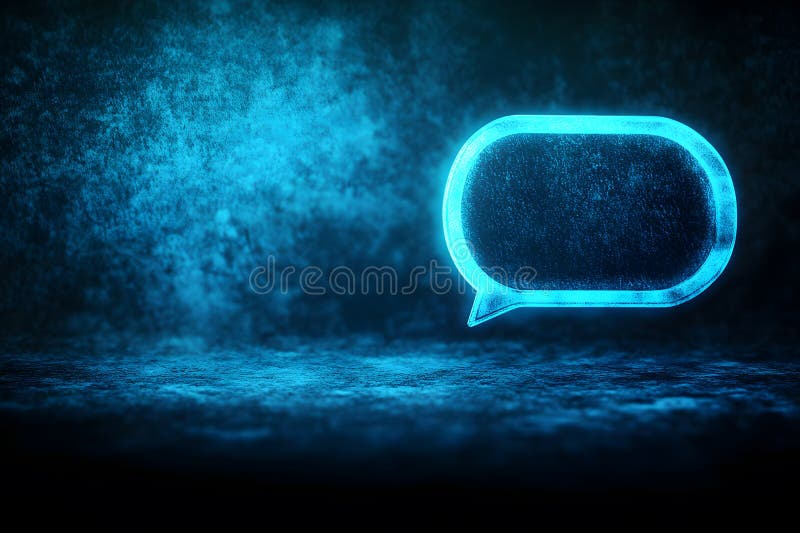 Glowing Digital Speech Bubble Icon on Dark Background, Communication ...