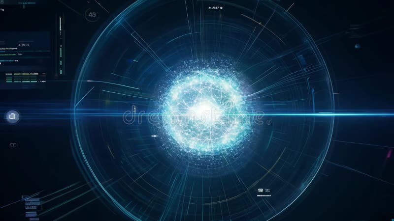 A Glowing Digital Sphere Emits Energy Lines in a Futuristic Tech ...