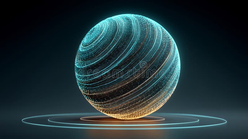 Glowing Digital Sphere with Futuristic Lines Stock Illustration ...