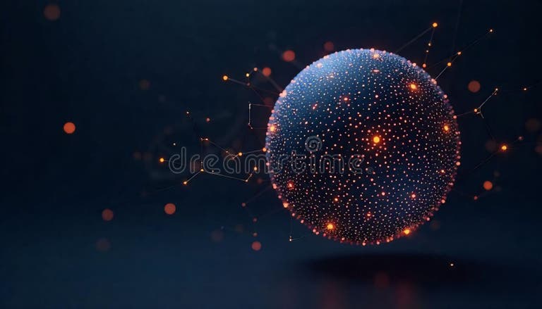 Glowing Digital Sphere with Network Connections and Particles Stock ...