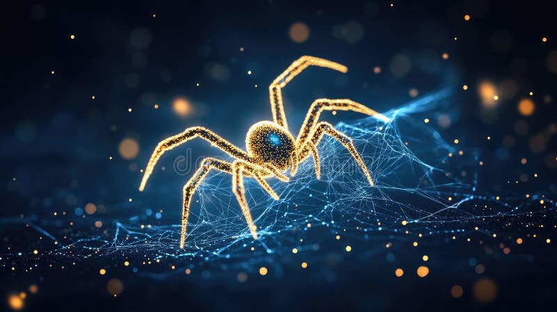 Futuristic Glowing Digital Spider Cybernetic Web Stock Photos - Free ...