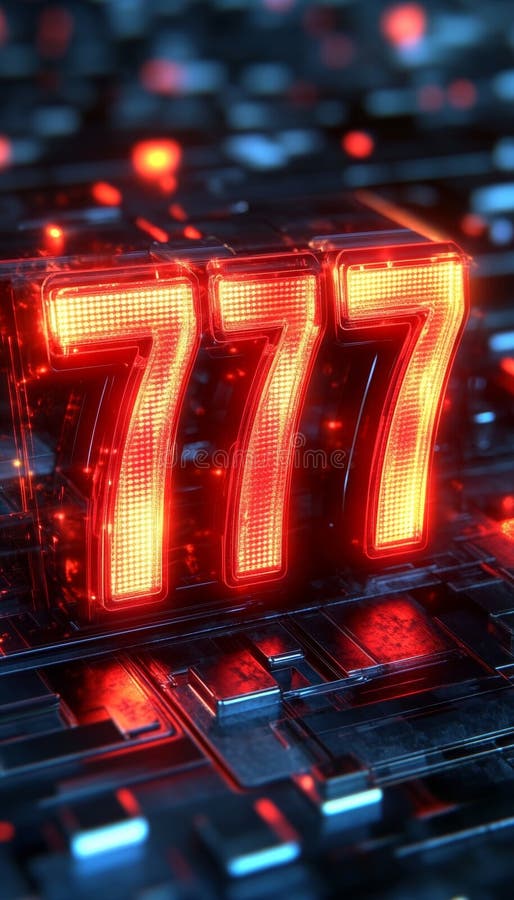 Glowing Digital Three-Dimensional Number 777 with Futuristic, Red ...