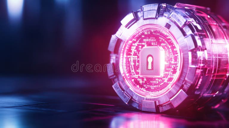 Glowing Digital Vault with Secure Lock Symbol, Representing ...
