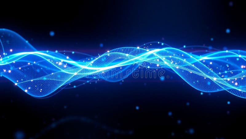 Glowing Digital Wave with Data Points Visualizes Futuristic ...