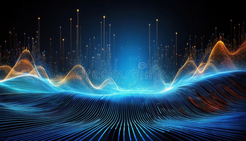 Glowing Digital Wave with Vibrant Colors and Data Visualizations ...