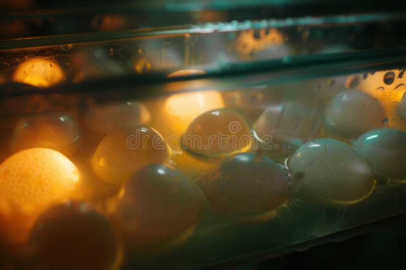 Glowing Display of Fertilized Fish Eggs in Incubators for Aquaculture ...