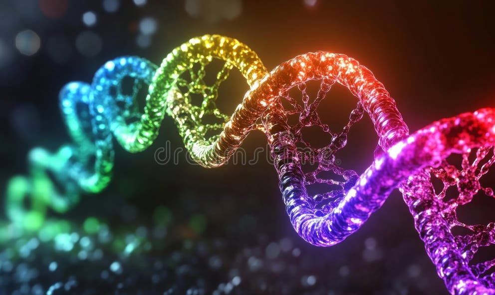 Glowing DNA Double Helix in Digital Art Stock Illustration ...