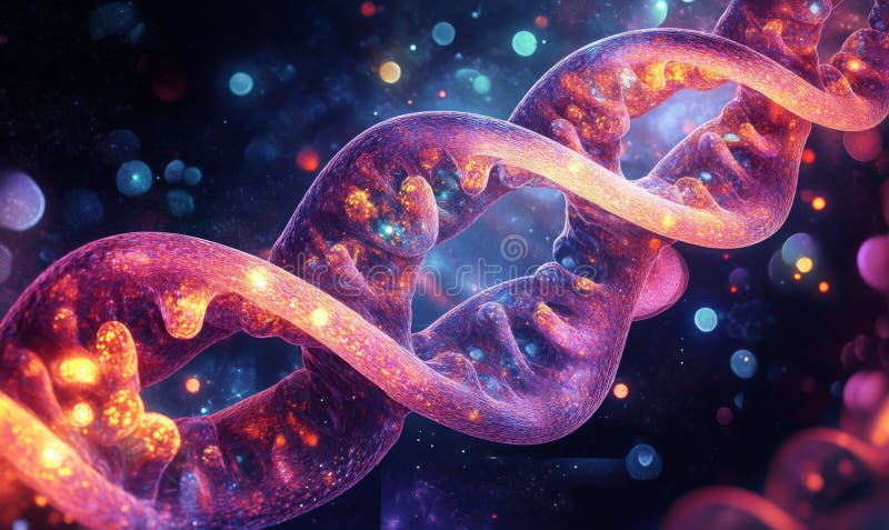 Glowing DNA Double Helix in Digital Art Stock Illustration ...