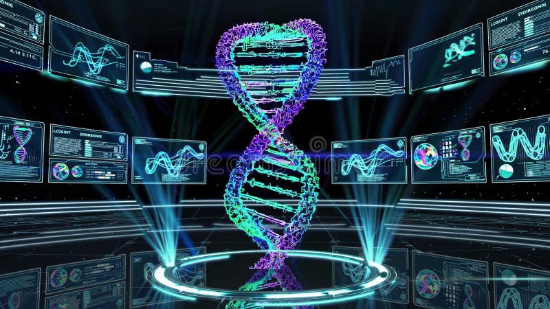 Futuristic Dna Rotating in High Tech Laboratory Setting Stock Video - Video of visualization ...