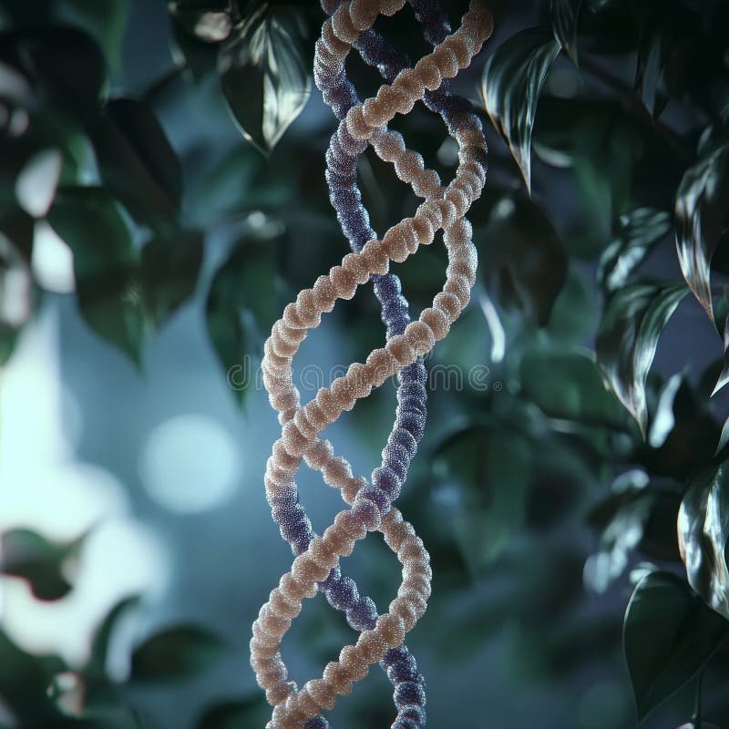 Glowing DNA Double Helix Structure Surrounded by Foliage Science ...
