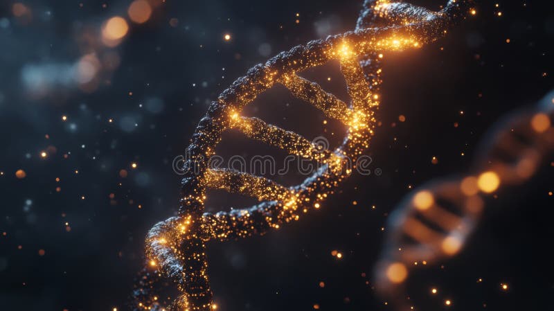 Glowing DNA Helix Abstract Particle Structure Stock Photo - Image of ...