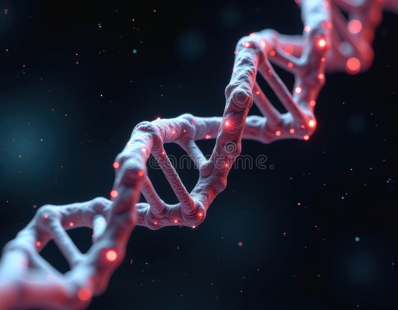 Glowing DNA Helix 3D Render of Genetic Code Stock Illustration ...