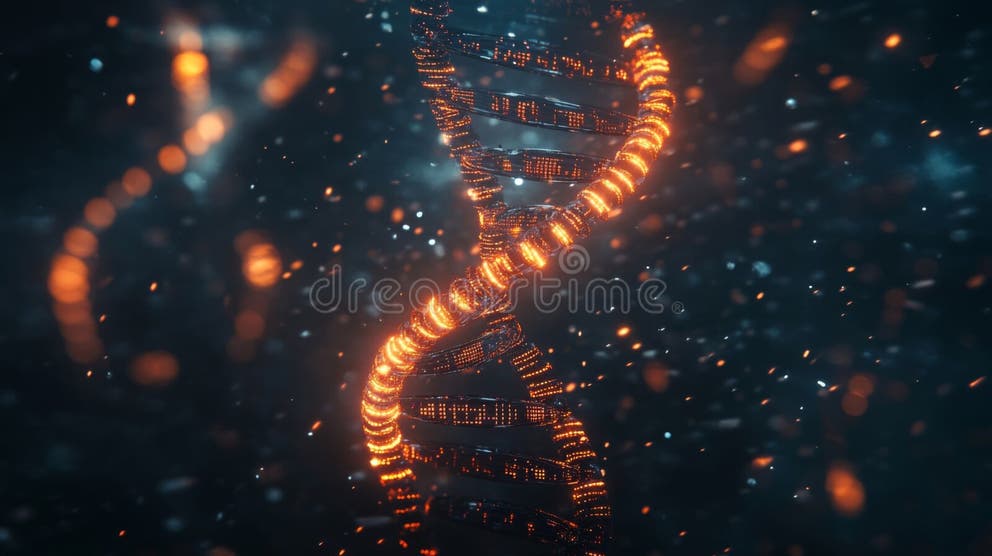 Glowing DNA Helix in Dark Space Background Stock Photo - Image of ...