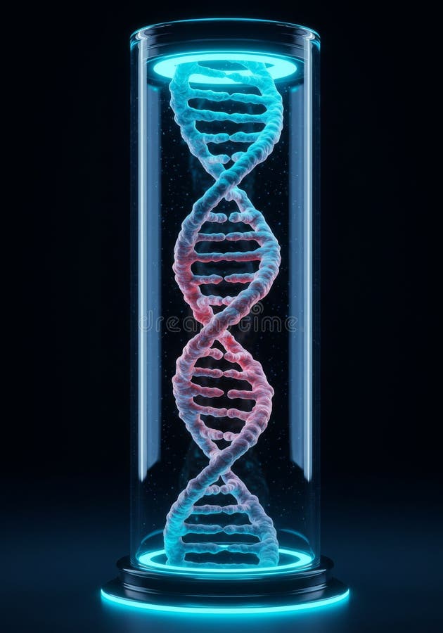 Glowing DNA Helix in Glass Tube Stock Illustration - Illustration of ...