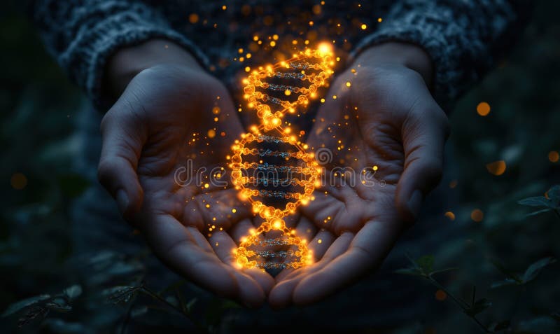 Glowing Dna Helix Held Hands Symbolizing Genetic Research Innovation ...