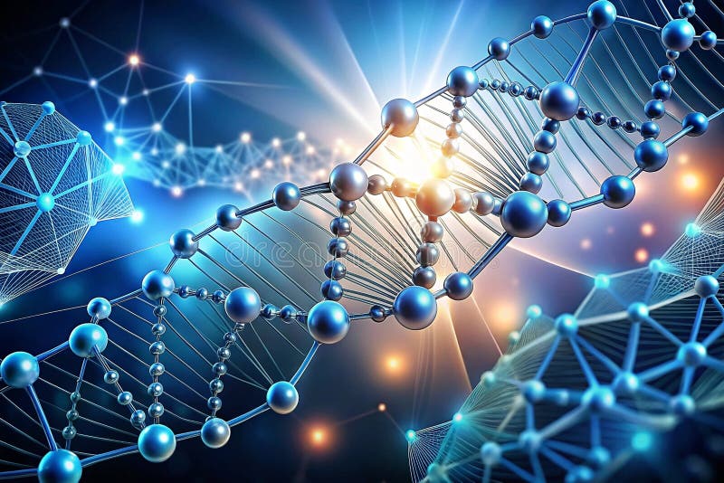 Glowing DNA Helix, Network Background, Science, Research Stock Image - Image of progress ...