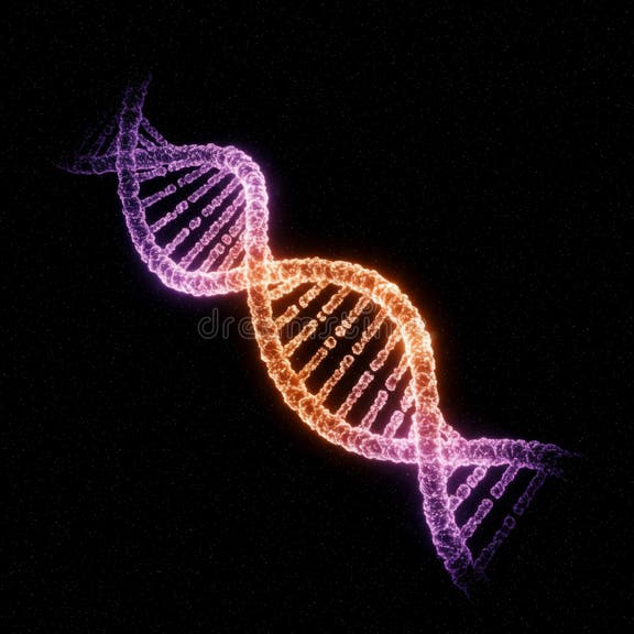 Glowing DNA Helix in Space: Abstract Science Illustration Stock ...