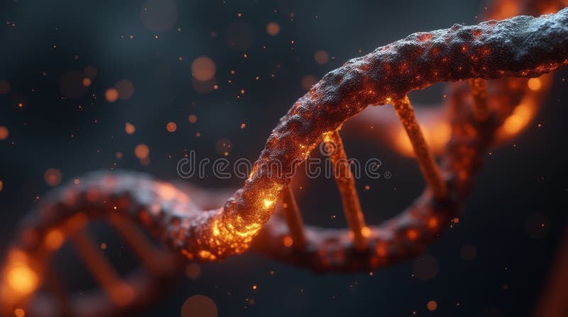 Glowing dna helix strand stock illustration. Illustration of genome ...