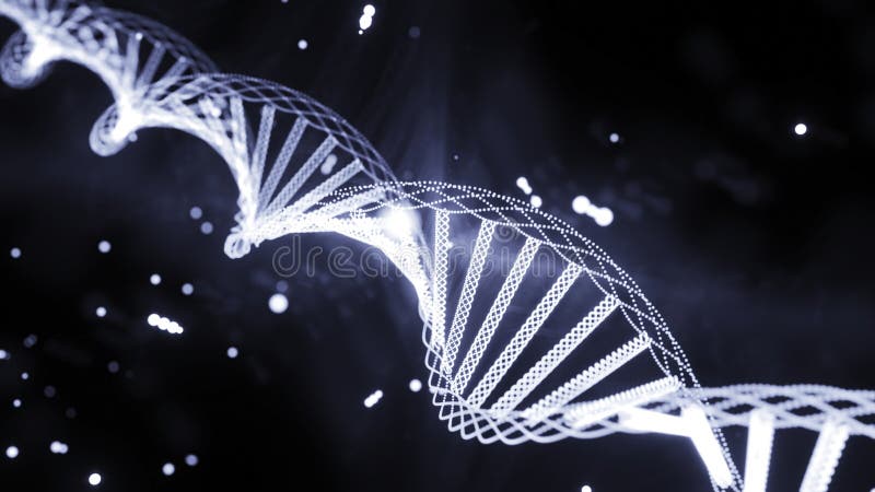 Glowing Dna Rotates in Space. Design. Dna Spiral Rotates and Glows with ...