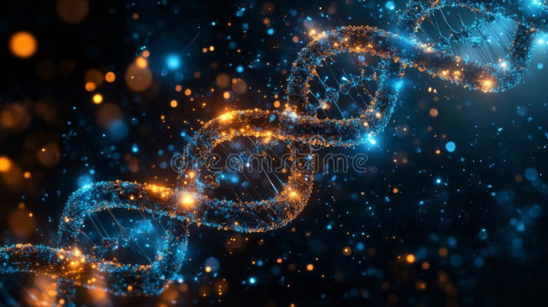 Glowing DNA Strand Abstract Scientific Image Stock Illustration - Illustration of particle ...
