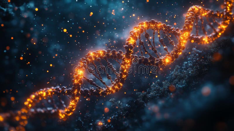 Glowing Dna Strand in a Digital Space - Generative Ai Stock ...