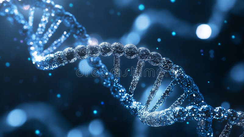 Glowing DNA Strand Floating in a Dark, Cosmic Space Stock Illustration ...