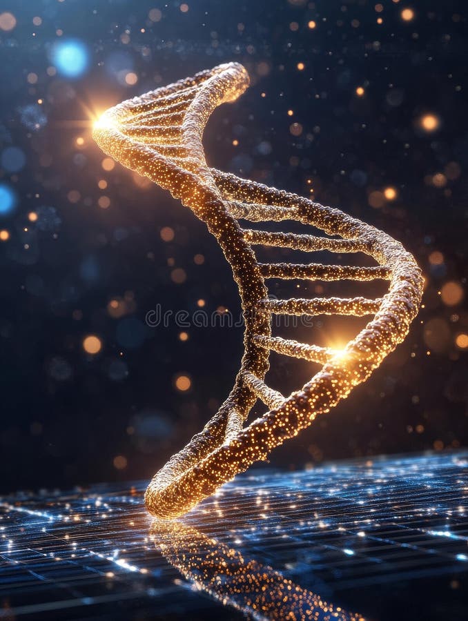 Glowing DNA Strand Genetic Code Science Research Innovation Future ...