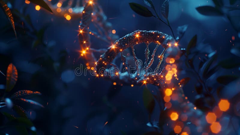 A Glowing DNA Strand Made of Abstract, Swirling Ribbons of Neon Light ...