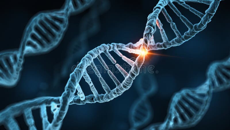 Glowing Dna Strand Highlighting Genetic Mutation and Biotech Innovation ...