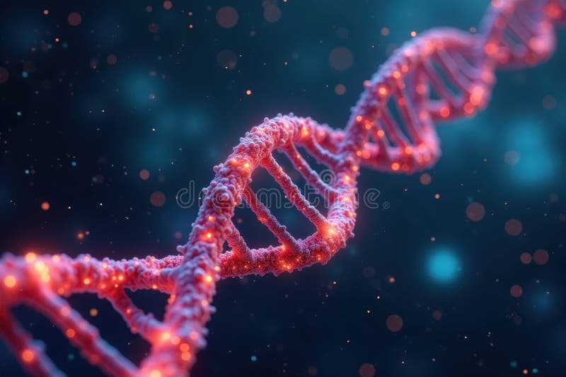 Glowing DNA Strands Intertwine Futuristic Backdrop Light Cells Design ...