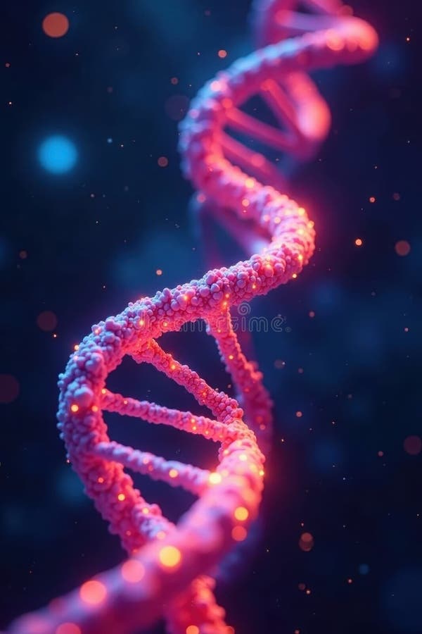 Glowing DNA Strands Intertwine Futuristic Lab Microscopy Microscopic ...