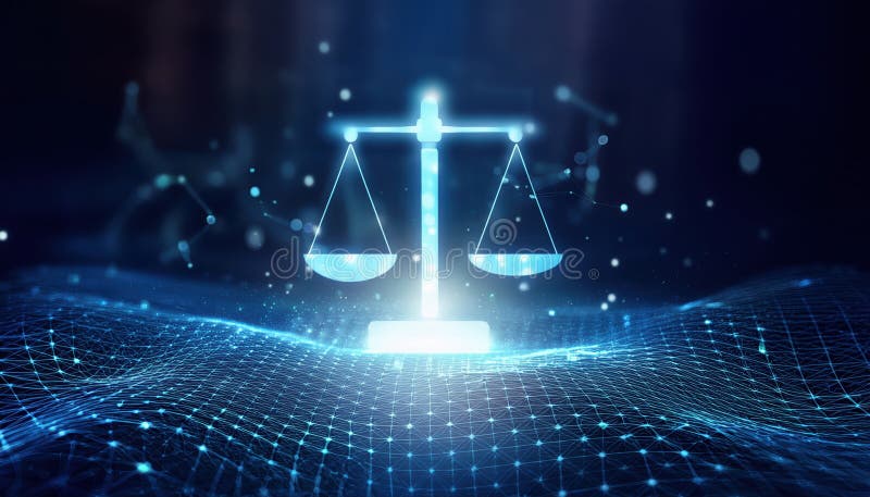 Glowing Document with Symbolic Scales and Light Aura Over Connected ...