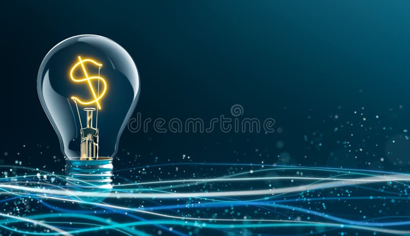 Glowing Dollar Sign in Light Bulb Stock Illustration - Illustration of ...
