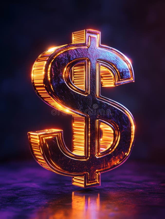 Glowing Dollar Sign Neon Effect Dark Background Stock Photos - Free ...