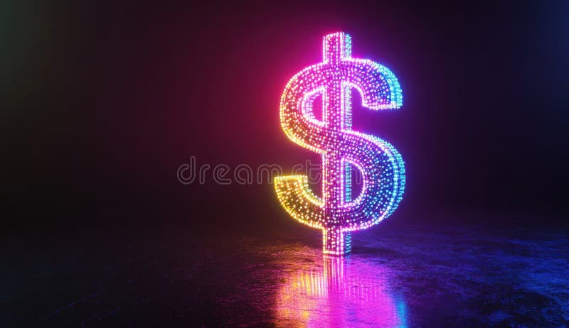 Glowing Dollar Sign in Neon Lights Stock Illustration - Illustration of ...