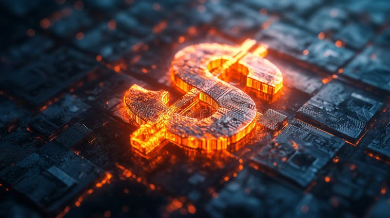 Glowing Dollar Sign Symbolizes Wealth and Finance, Set Against Backdrop ...