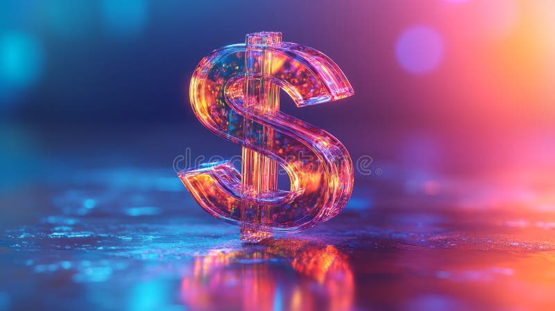 Glowing Dollar Sign with Vibrant Neon Colors. Stock Photo - Image of ...