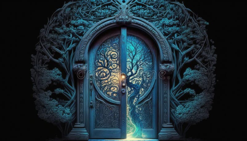 The Glowing Door of Magic. Generative AI Stock Photo - Image of ...