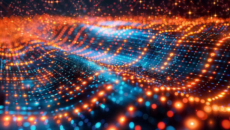 Glowing Dot & Line Network: Data Flow & Cyber Space, Generative Ai Stock Illustration ...