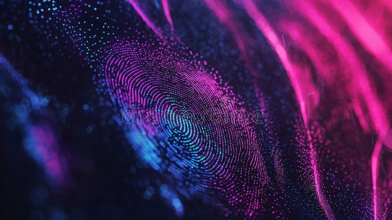 Glowing Dots Create a Colorful Fingerprint Design on a Dark Background ...