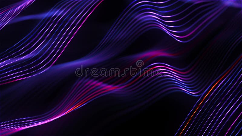 Glowing Dotted Lines Made of Points on the Surface of Waves. Stock ...
