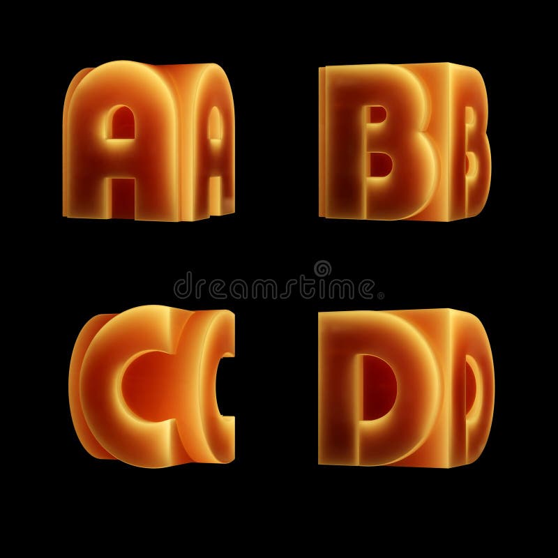 Glowing Double-font Alphabet - Letters a-D Stock Illustration ...