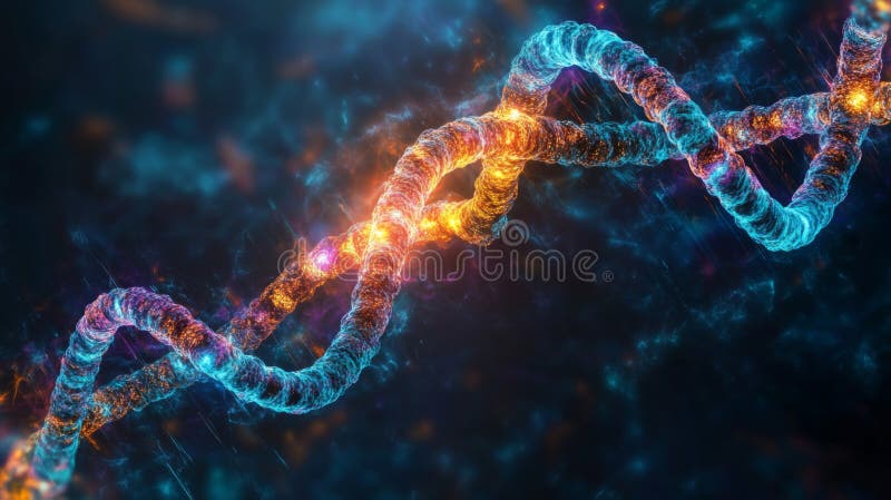 Glowing Double Helix DNA Strand Abstract Background Stock Illustration ...