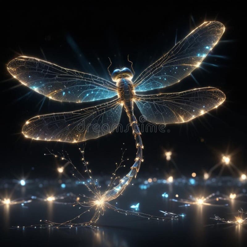 A Glowing Dragonfly with Shimmering Translucent Wings Stock ...